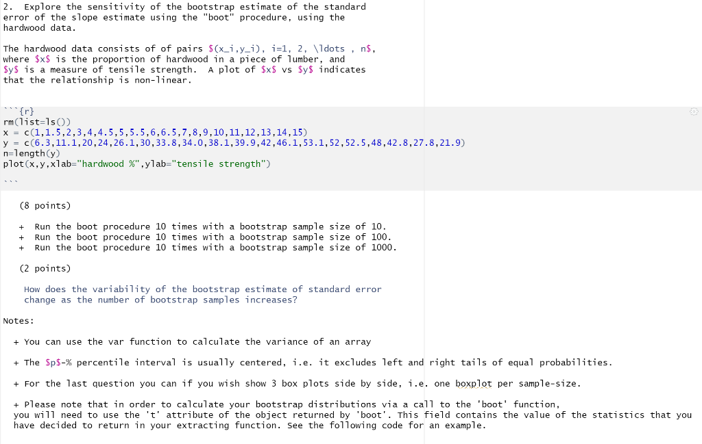 Solved 2 Explore The Sensitivity Of The Bootstrap Estimate 