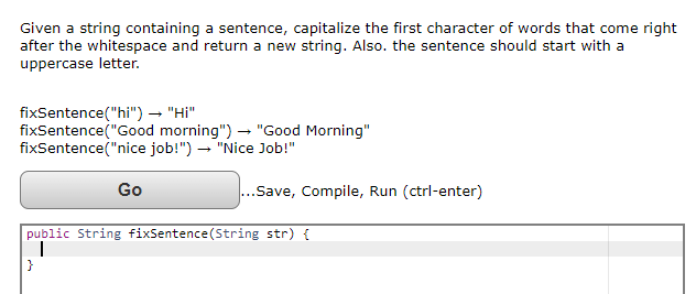 Solved Given a string containing a sentence, capitalize the | Chegg.com