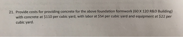 Solved 20. Calculate the SFCA for concrete forms at the | Chegg.com