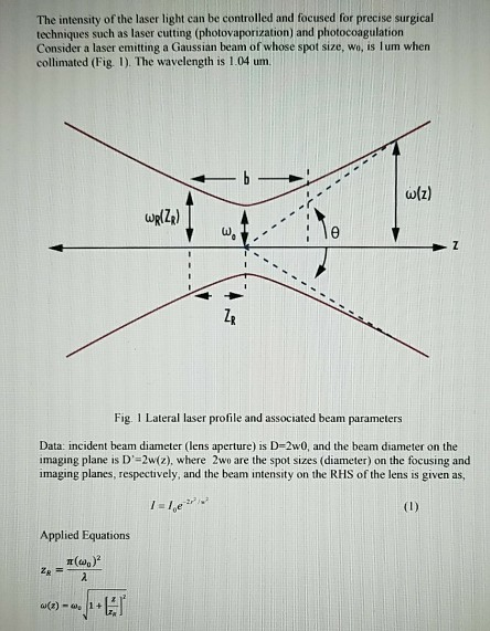 The intensity of the laser light can be controlled | Chegg.com