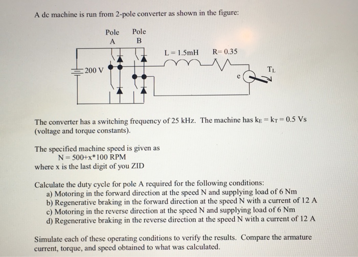 Solved A de machine is run from 2-pole converter as shown in | Chegg.com
