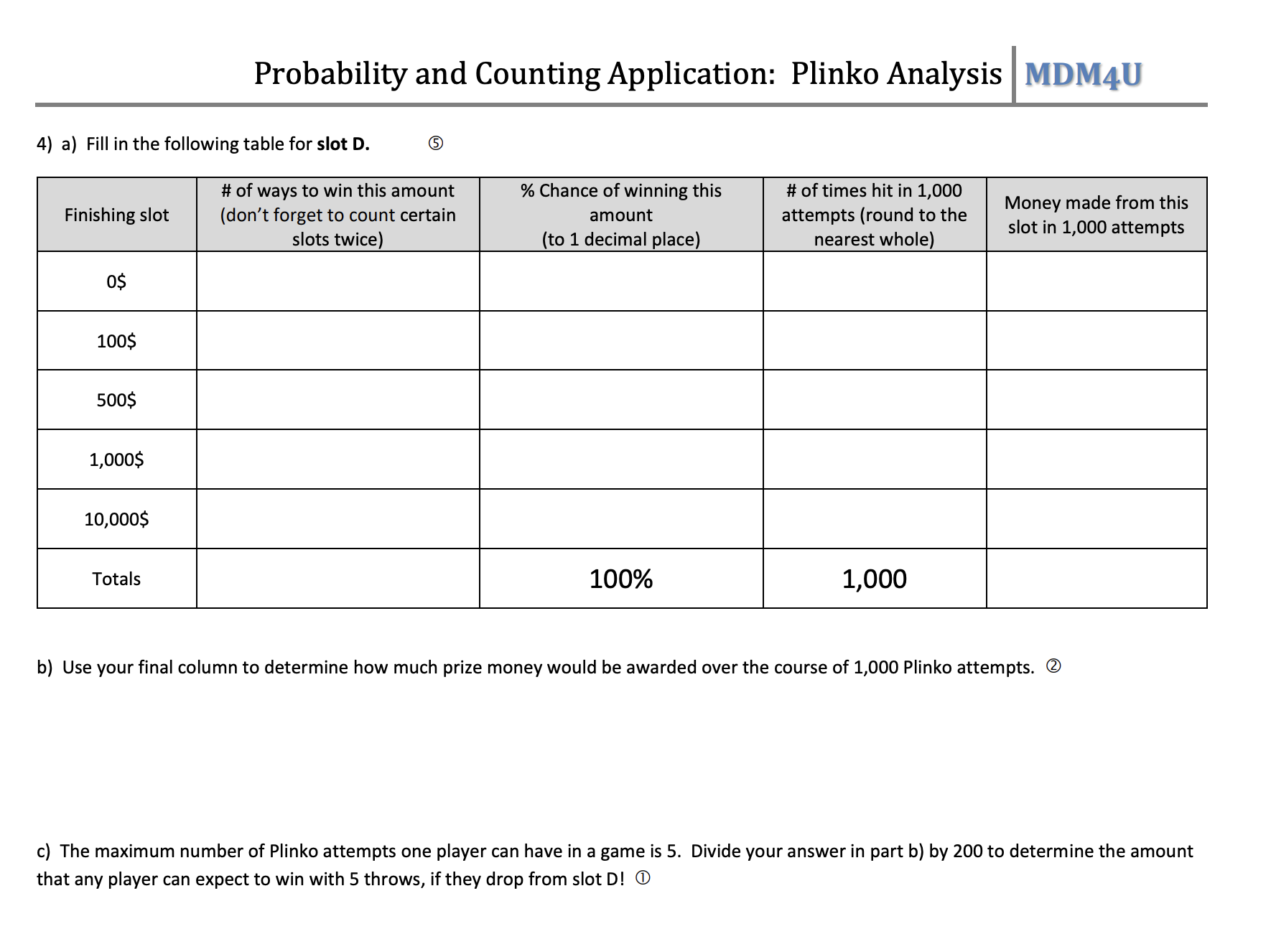 Solved Probability and Counting Application: Plinko Analysis | Chegg.com