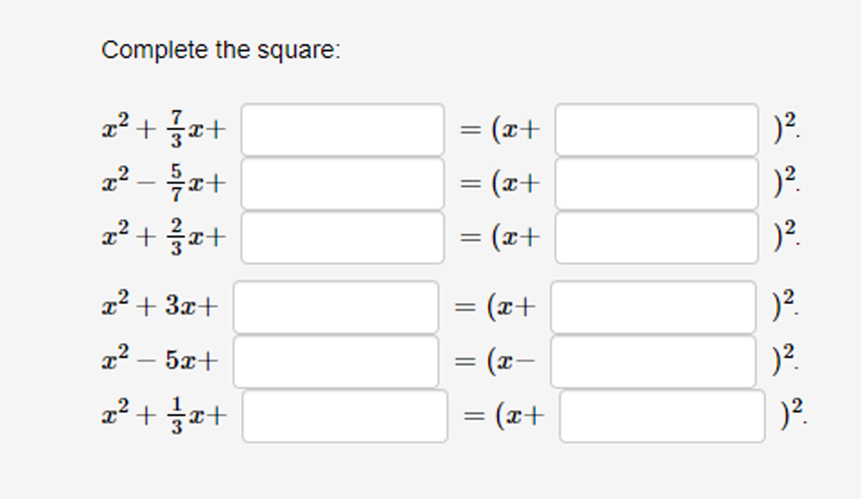 Solved Complete the square: | Chegg.com