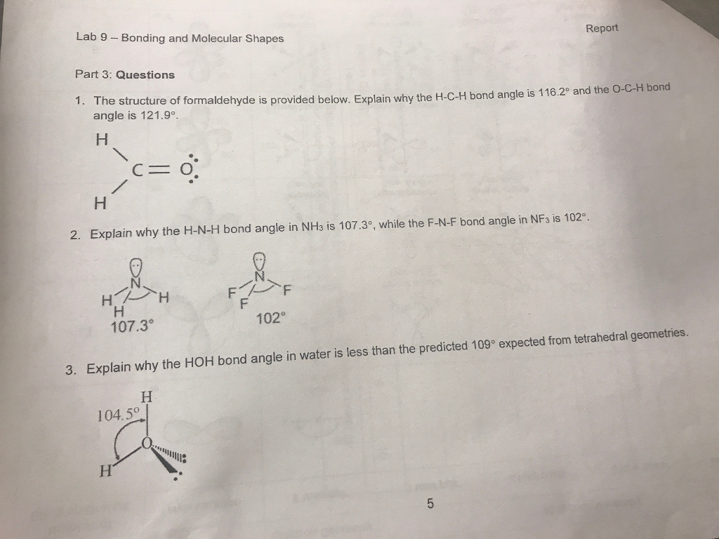 Solved Lab 9 - Bonding and Molecular Shapes Report Compound | Chegg.com Solved Lab 9 - Bonding and Molecular Shapes Report Compound | Chegg.com
