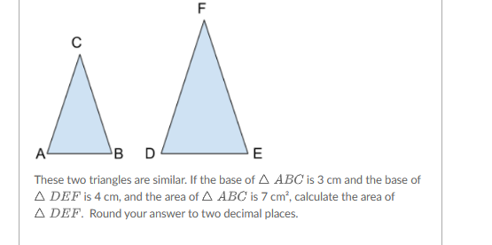 Solved These two triangles are similar. If the base of | Chegg.com