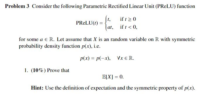 Solved Problem 3 Consider the following Parametric Rectified | Chegg.com
