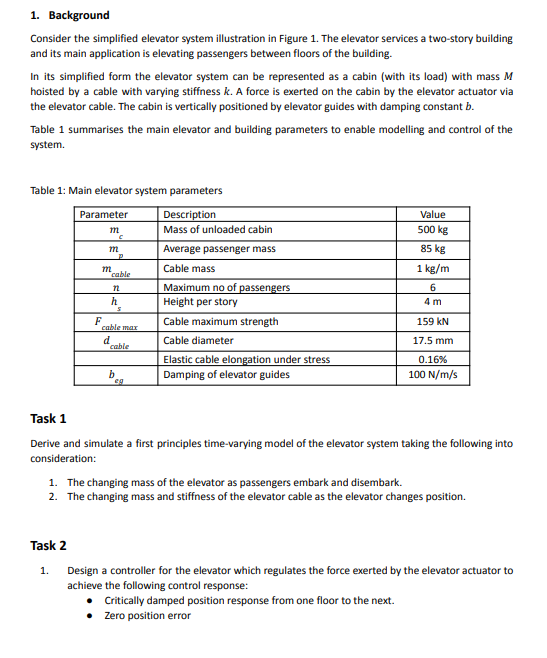 Solved how can I design a controller for task 2 ﻿on MATLAB | Chegg.com