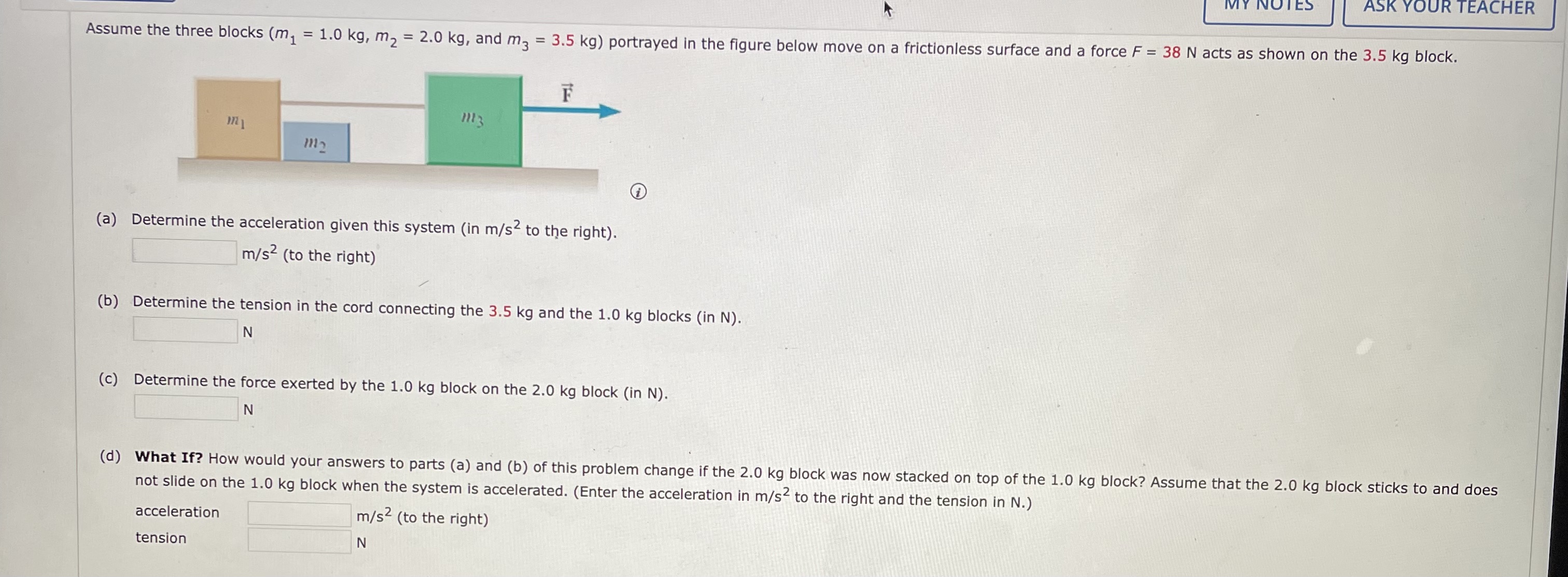 Solved Assume the three blocks (m1=1.0 kg,m2=2.0 kg, and | Chegg.com