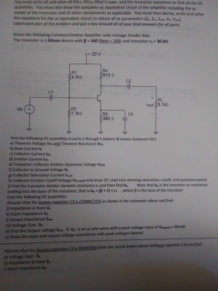 Solved You must write all and solve all KVLS, KCLS, Ohm's | Chegg.com