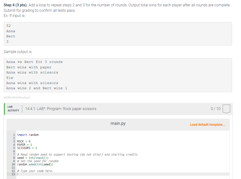 Solved Program Specifications Write a program to play an | Chegg.com