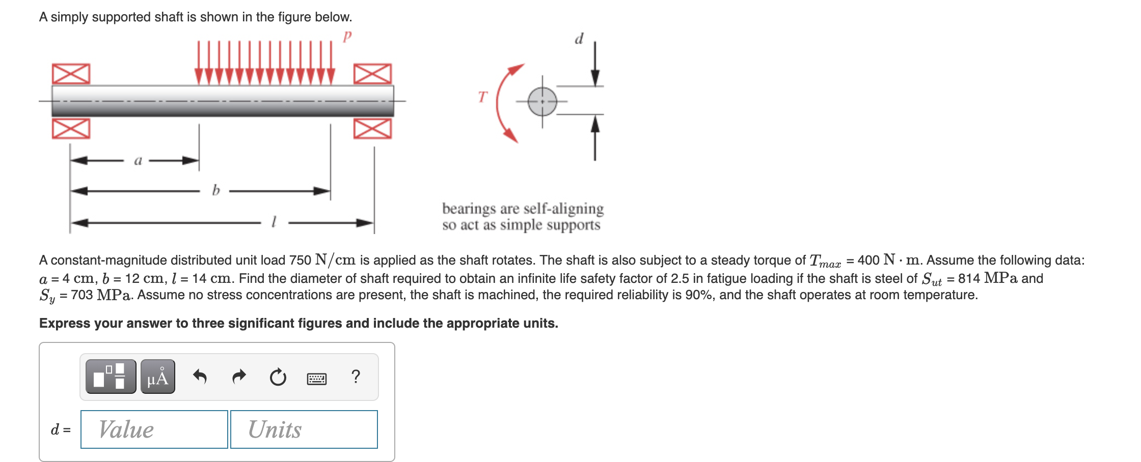 Solved A simply supported shaft is shown in the figure | Chegg.com