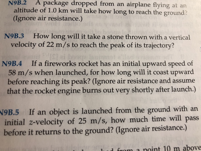 Solved N9B.2 A package dropped from an airplane flying at an | Chegg.com