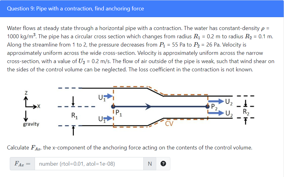 Solved Water flows at steady state through a horizontal pipe | Chegg.com