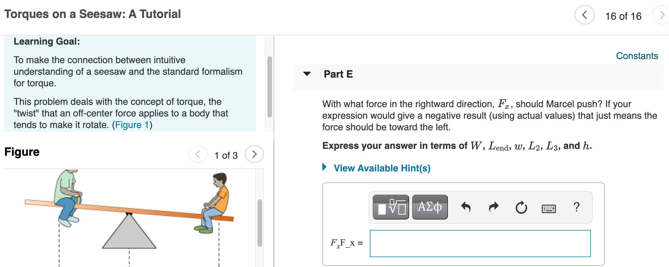 Solved Torques on a Seesaw: A Tutorial Learning | Chegg.com