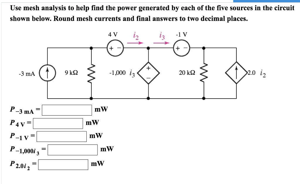 Solved Use mesh analysis to help find the power generated by | Chegg.com