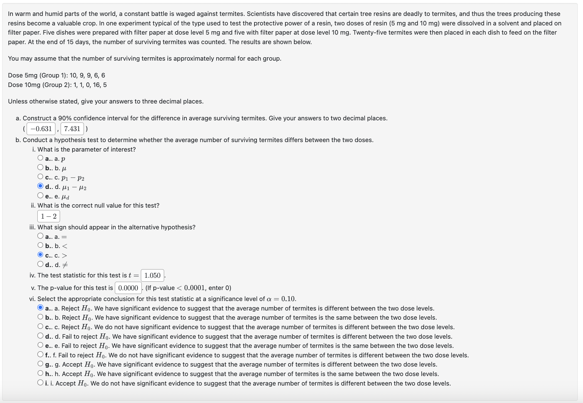 Solved paper. At the end of 15 days, the number of surviving | Chegg.com