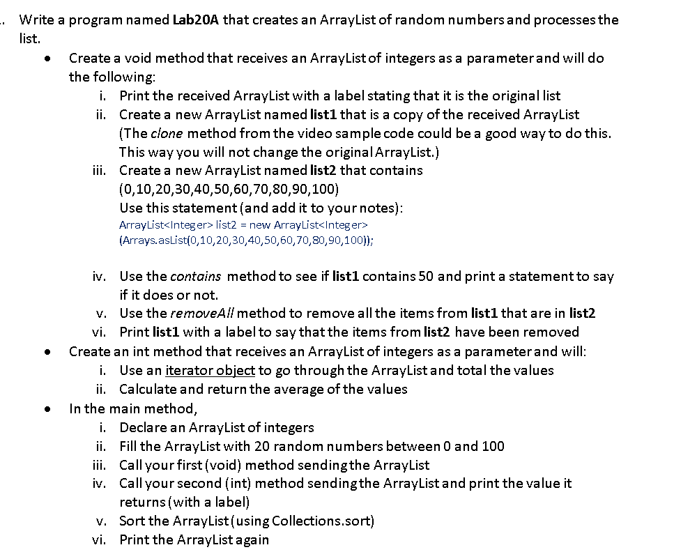 Solved Write a program named Lab20A that creates an | Chegg.com