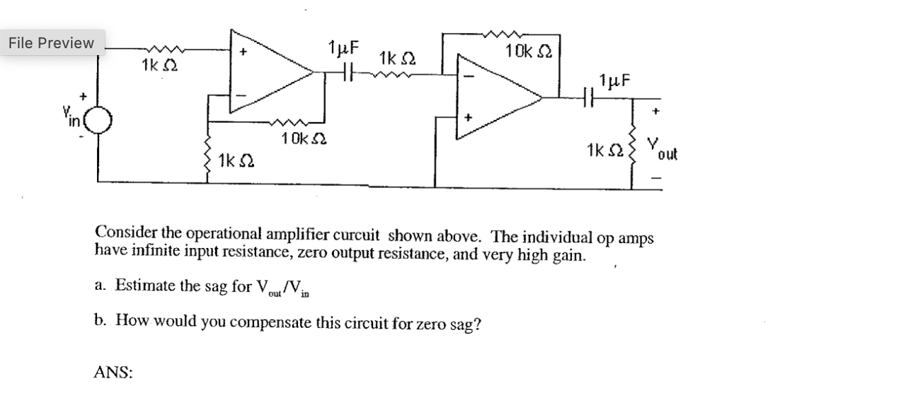 Consider the operational amplifier curcuit shown | Chegg.com