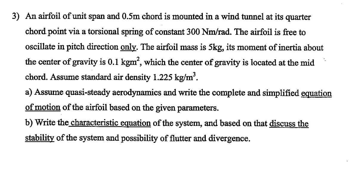 3) An airfoil of unit span and 0.5 m chord is mounted | Chegg.com