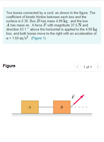 Solved Two boxes connected by a cord, as shown in the | Chegg.com