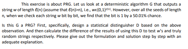 Solved This exercise is about PRG. Let us look at a | Chegg.com
