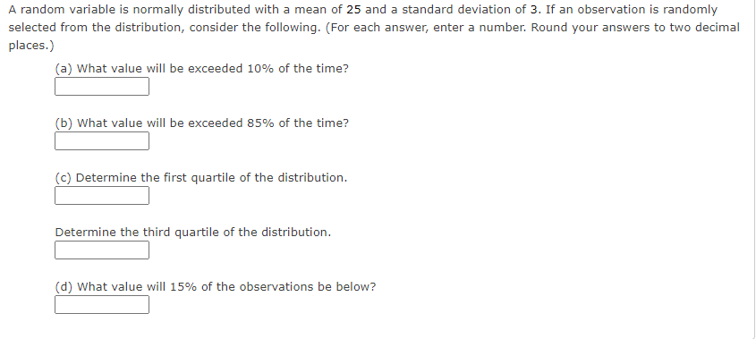 Solved A random variable is normally distributed with a mean | Chegg.com