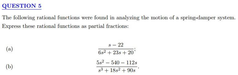 Solved The Following Rational Functions Were Found In