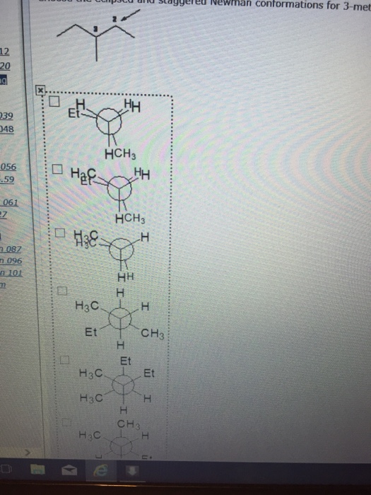 Solved Choose the eclipsed and staggered Newman | Chegg.com