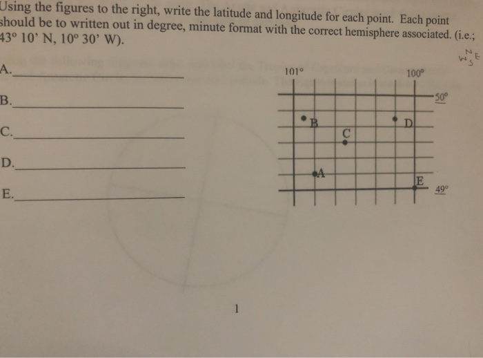 Solved Using the figures to the right, write the latitude | Chegg.com