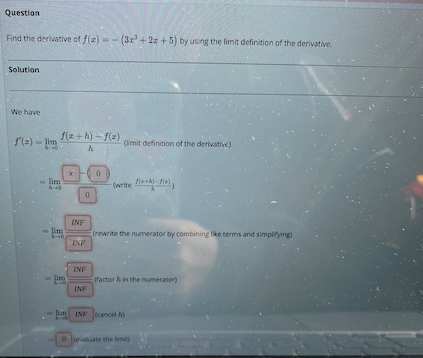 Solved Find the derivative of f(x)=−(3x3+2x+5) by using the | Chegg.com
