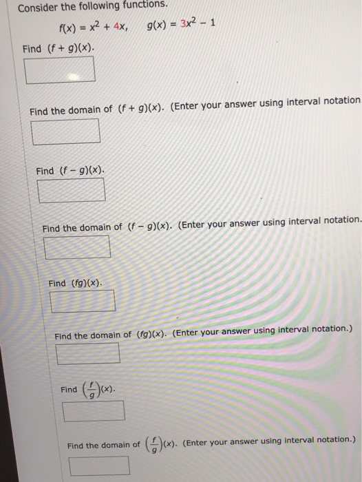 Solved Consider The Following Functions G X 3x2 1 F X