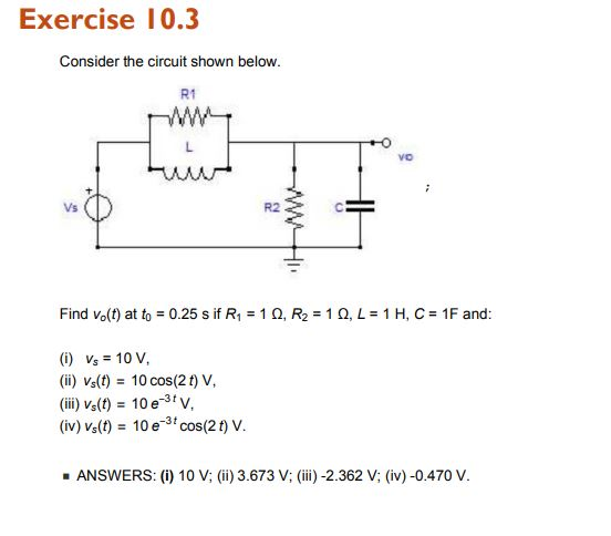 Solved Exercise 10.3 Consider the circuit shown below. R1 | Chegg.com