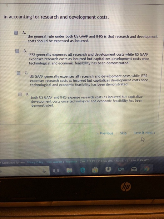 Solved In accounting for research and development costs. A. | Chegg.com