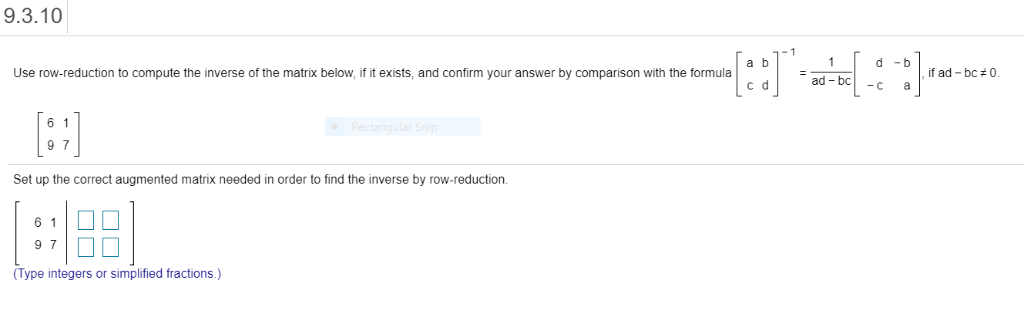 Solved 9.3.10 a b 1 d -b Use row-reduction to compute the | Chegg.com