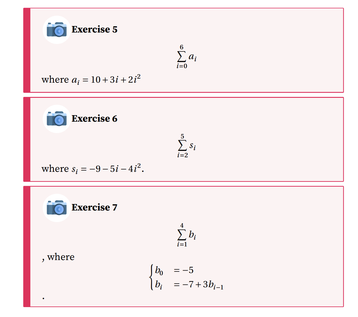 Solved Exercise 5 where ai=10+3i+2i2 Exercise 6 where | Chegg.com