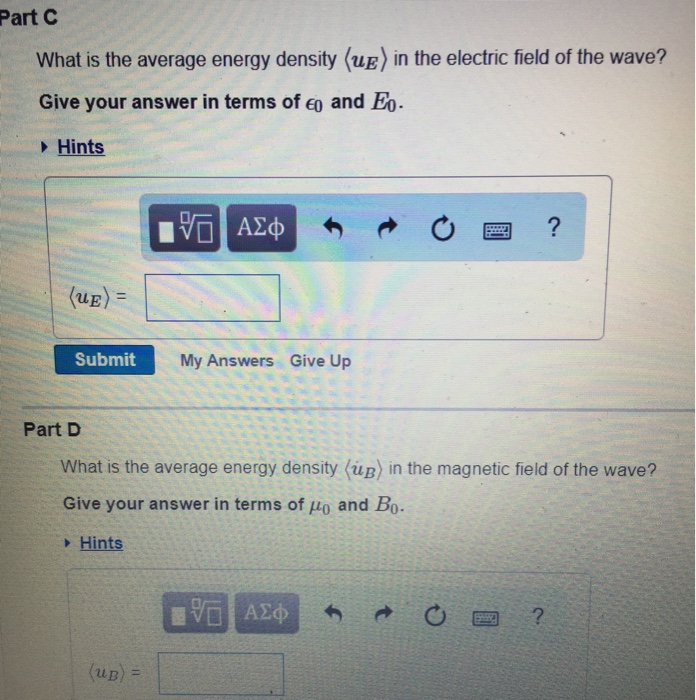 Solved Energy in Electromagnetic Waves Electromagnetic waves | Chegg.com