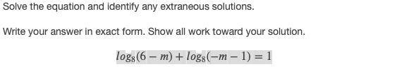 Solved Solve the equation and identify any extraneous | Chegg.com