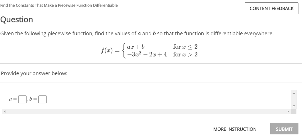 Solved Find the Constants That Make a Piecewise Function | Chegg.com