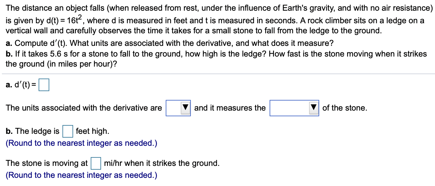 Solved The distance an object falls (when released from | Chegg.com