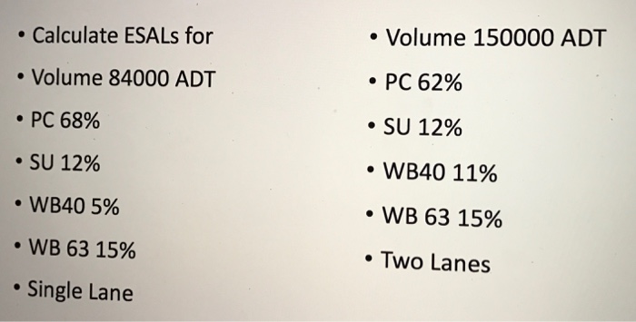 Solved Calculate ESALs for Volume 150000 ADT Volume 84000 | Chegg.com