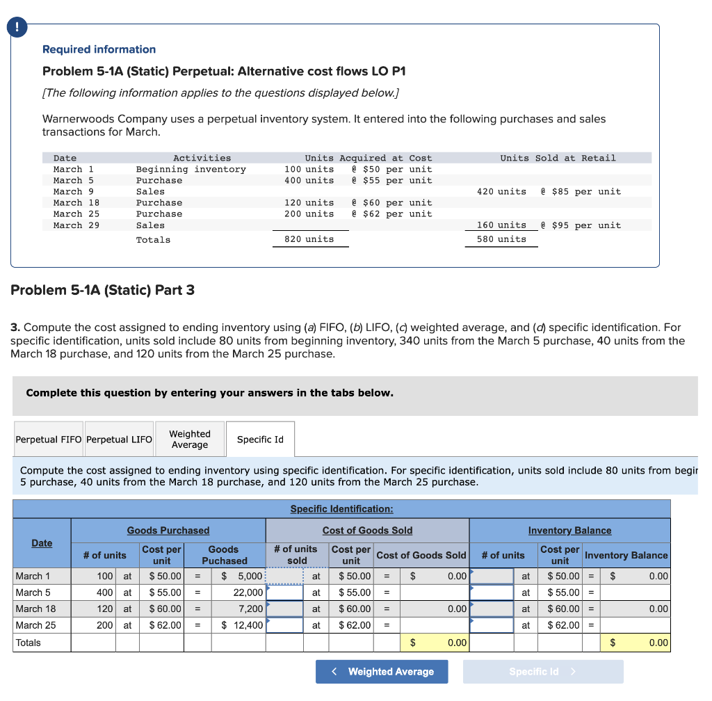 Solved Required information Problem 5-1A (Static) Perpetual: | Chegg.com