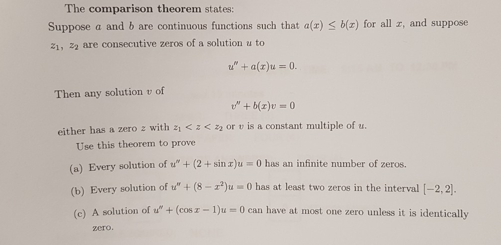 Solved The comparison theorem states: Suppose a and b are | Chegg.com