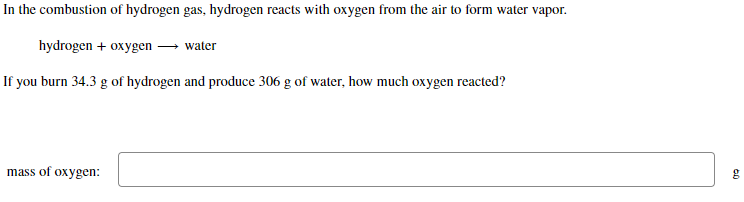 Solved In the combustion of hydrogen gas, hydrogen reacts | Chegg.com