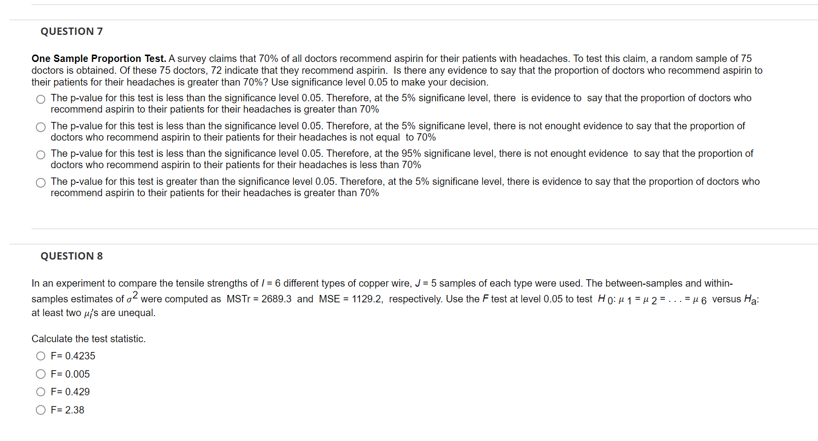 Solved One Sample Proportion Test. A survey claims that 70% | Chegg.com