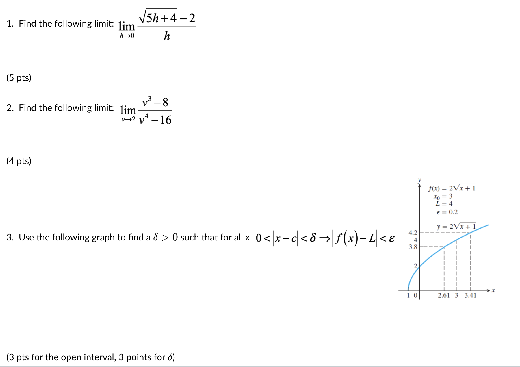 Solved Find the following limit: limh→05h+42-2h(5 ﻿pts)Find | Chegg.com