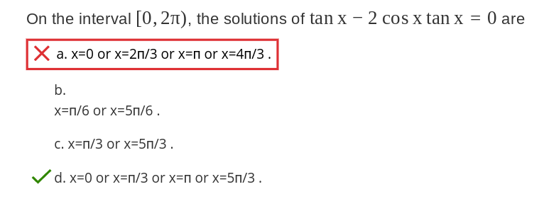 Solved On the interval [0,2π), the solutions of | Chegg.com