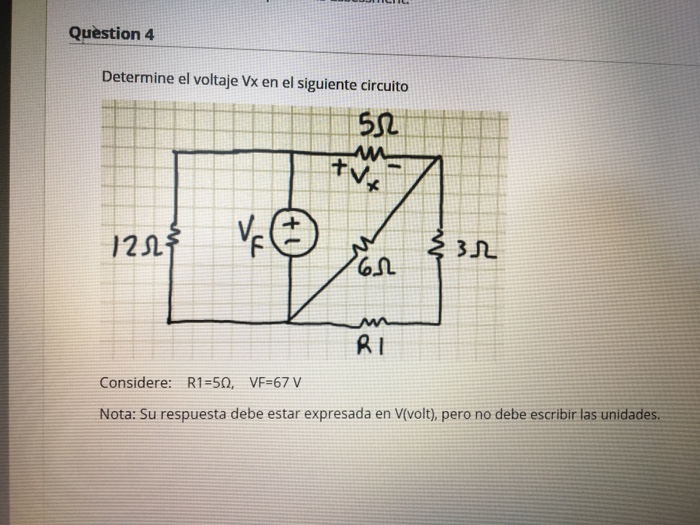 Solved Determine el voltaje Vx en el siguiente circuito 52 | Chegg.com