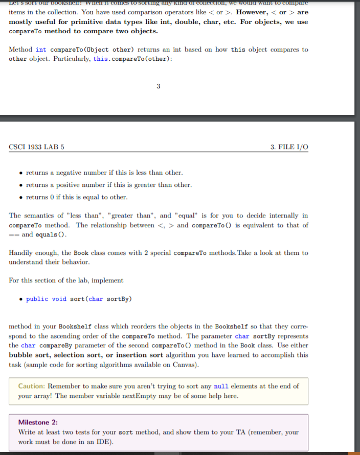 Solved Public Class Book Implements Comparable 