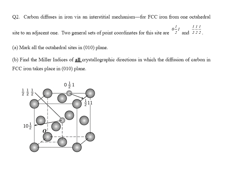 Solved Q2. Carbon diffuses in iron via an interstitial | Chegg.com