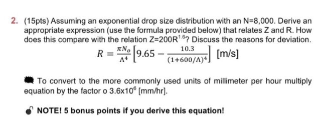 Solved 2. (15pts) Assuming an exponential drop size | Chegg.com
